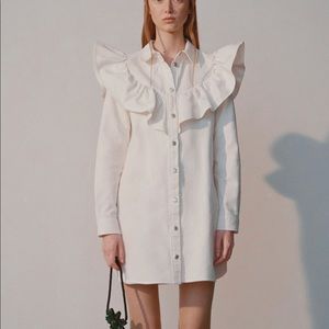 Zara | Dresses | Zara Denim White Ruffle Mini Dress Nwt | Poshmark